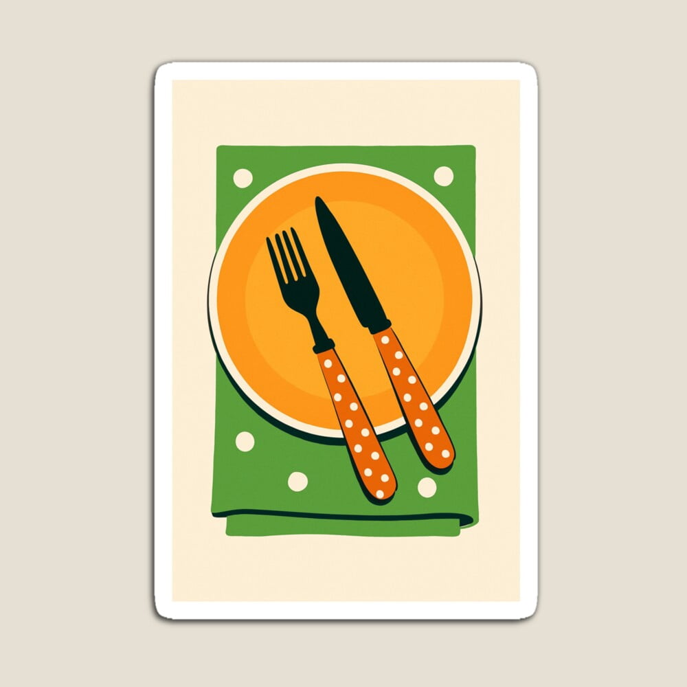 DOPASTICKER Polka Dot Cutlery On Orange Pl Minimalist Table Setting ...