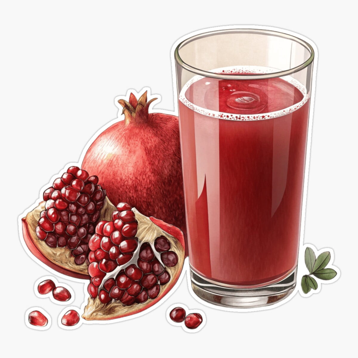 DOPASTICKER Pomegranate Juice Digital Art Fresh Fruit Illustration ...