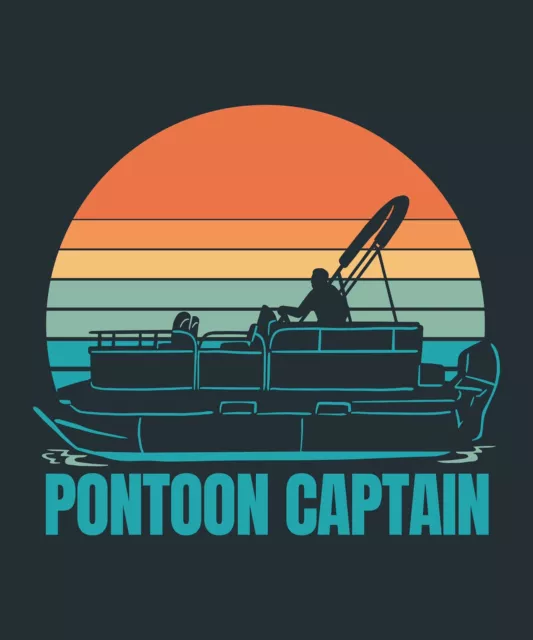 DOPASTICKER Pontoon Captain Retro Style Sticker Boat Lake Life Camp ...