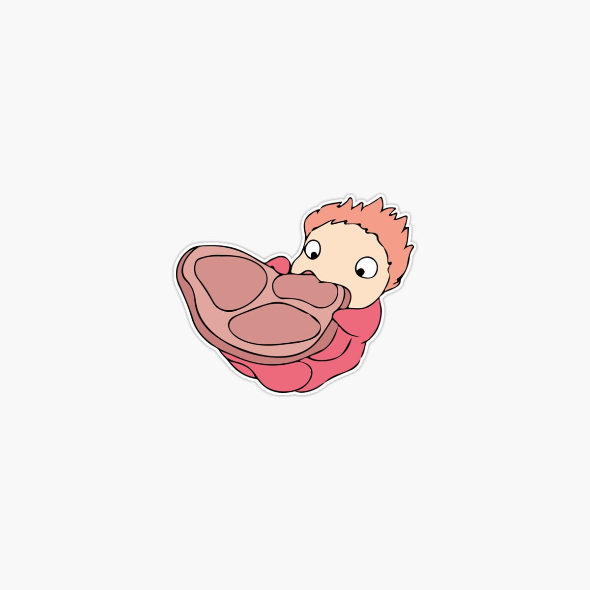 DOPASTICKER Ponyo Eats Meat Sticker, Phone Sticker Water Bottle Sticker ...