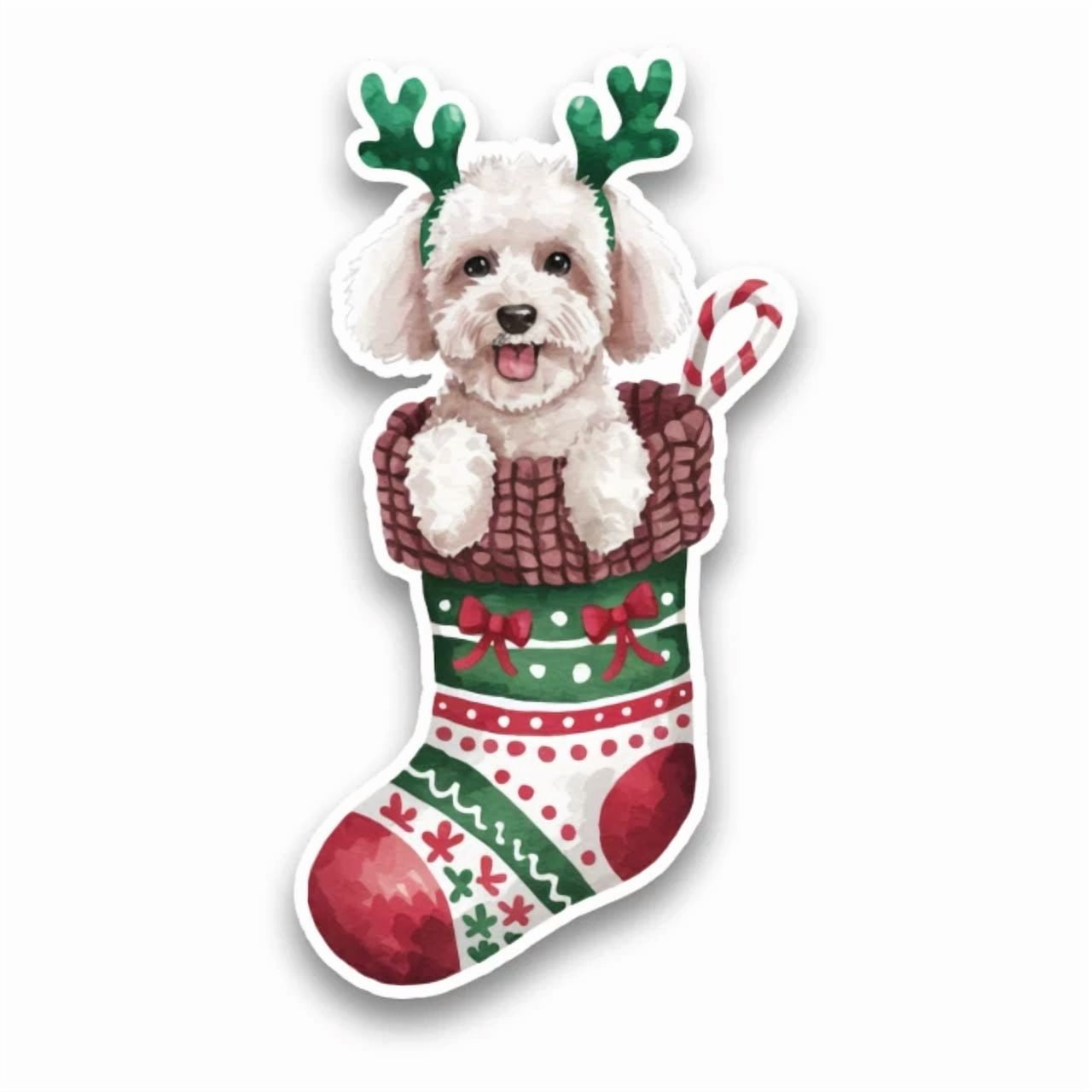 DOPASTICKER Poodle Dog Chri.Stm.As Stocking Sticker Decal Car Scrapbook ...