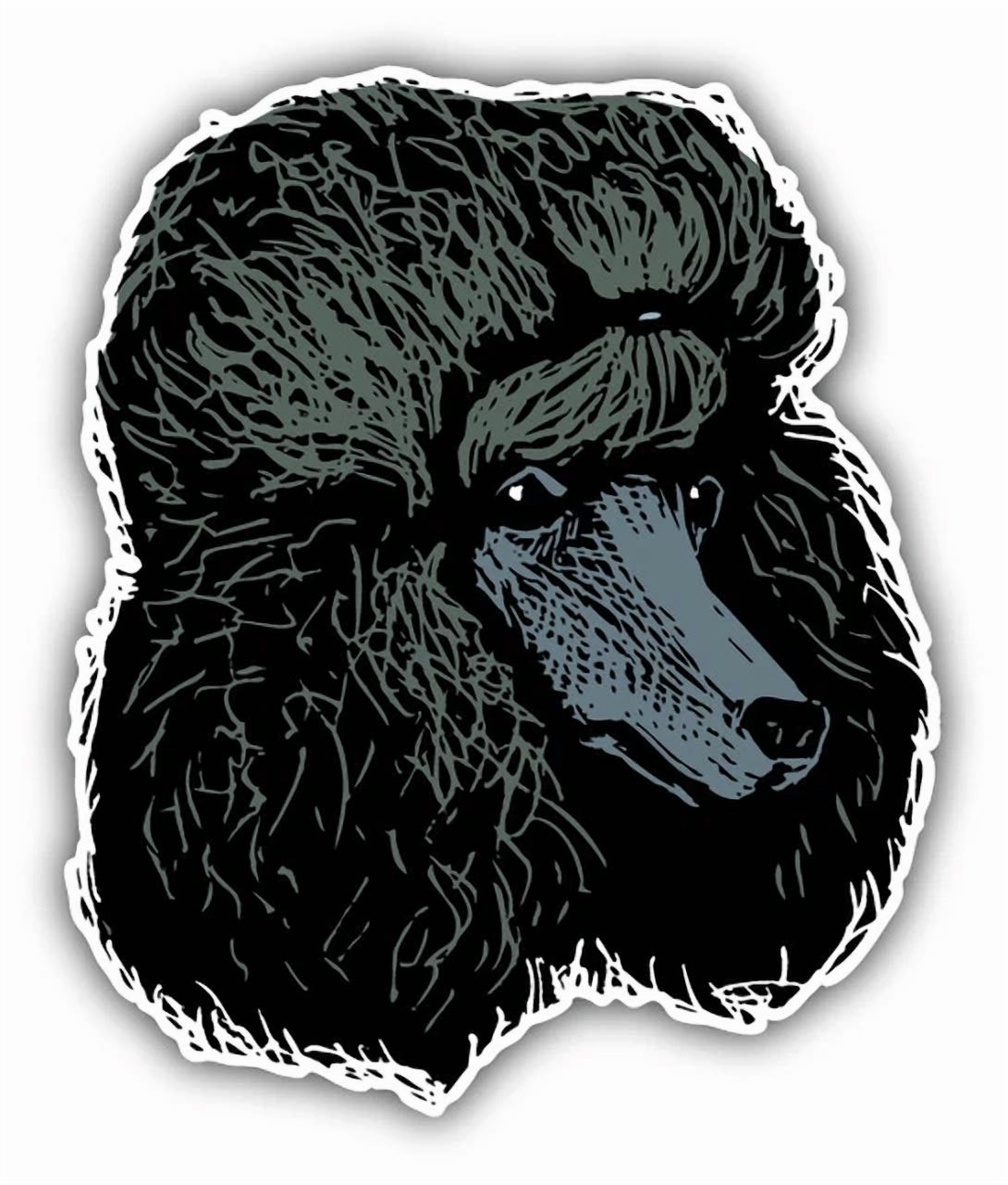 DOPASTICKER Poodle Dog Head Sketch Sticker Decal Phone Decal Water ...