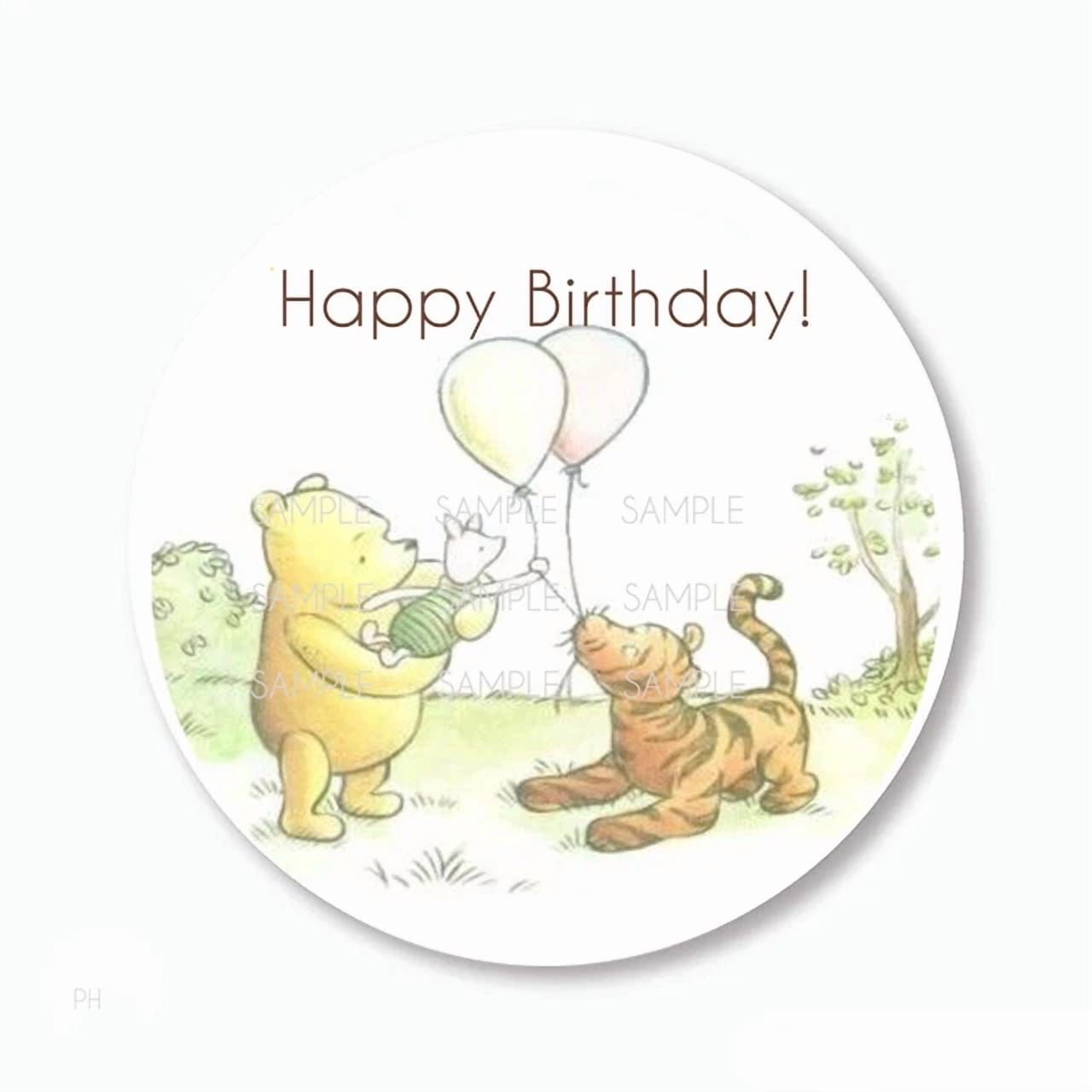 DOPASTICKER Pooh And Tigger Birthday Favor Scrapbook Stickers Phone ...