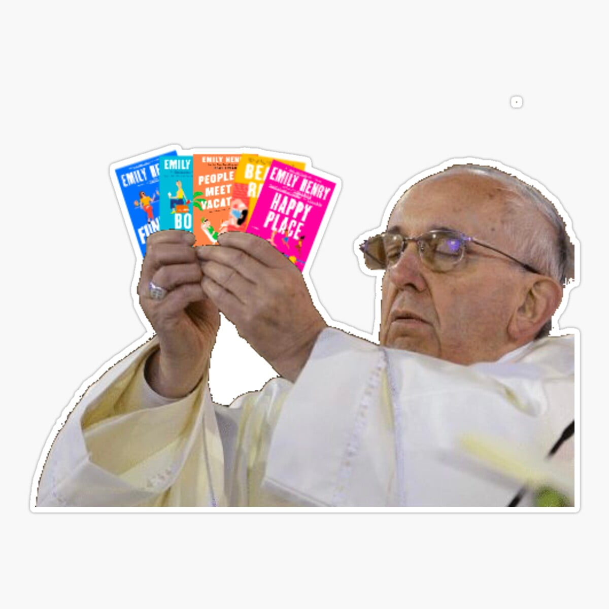 DOPASTICKER Pope Holding Emily Henry Books Sticker, Phone Sticker Car ...