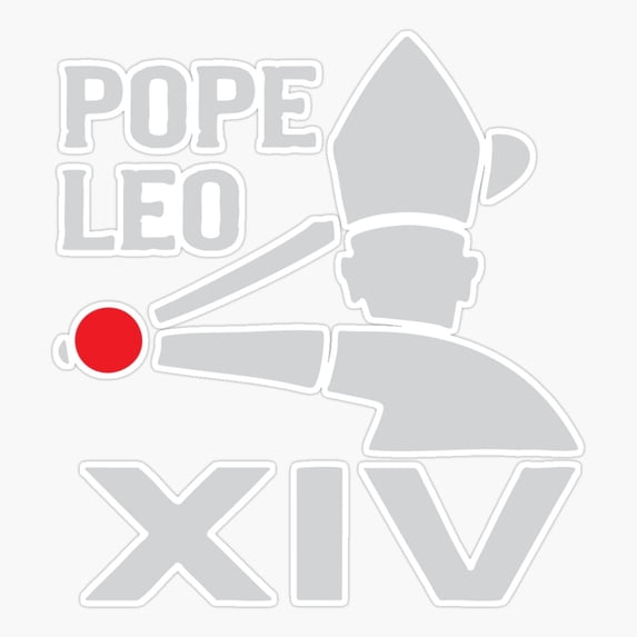 DOPASTICKER Pope Leo Xiv Graphic Icon Sticker, Modern Minimalist Tee ...