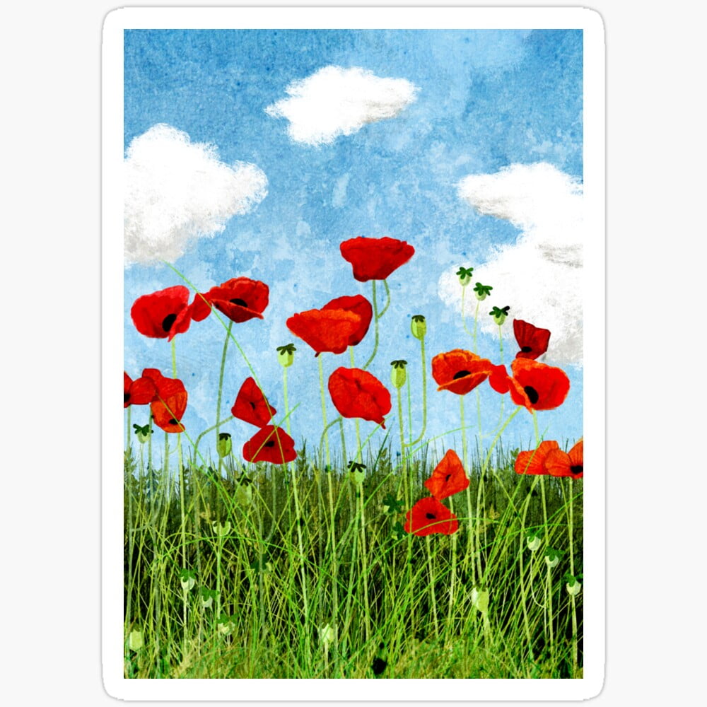DOPASTICKER Poppies Sticker Phone Decal Water Bottle Stickers, Cars ...