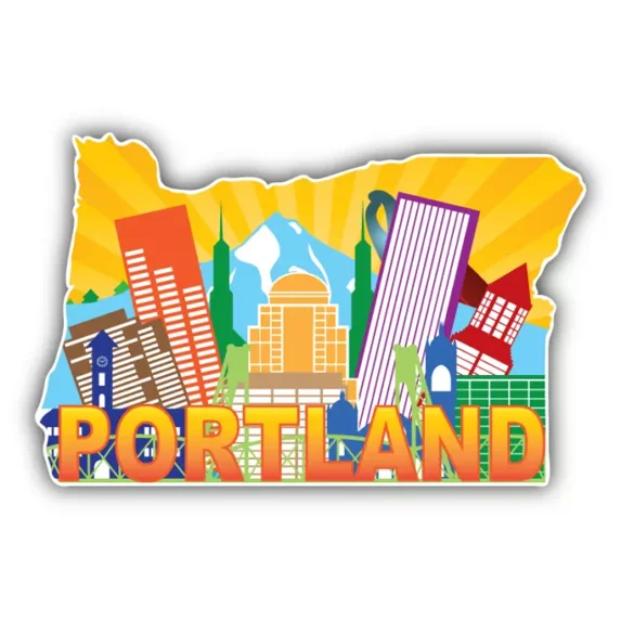DOPASTICKER Portland Oregon City Skyline Sticker Decal Phone Decal ...