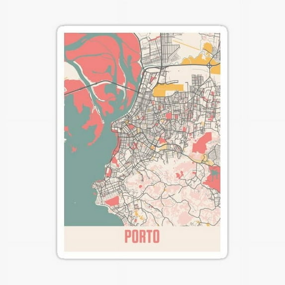 DOPASTICKER Porto City Map Chalk Retro City Map Poster Sticker Phone ...