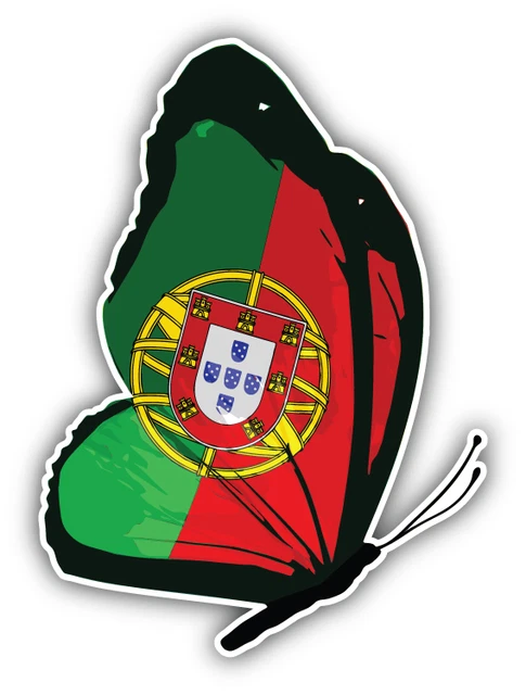 DOPASTICKER Portugal Flag Butterfly Sticker Decal Phone Decal Water ...