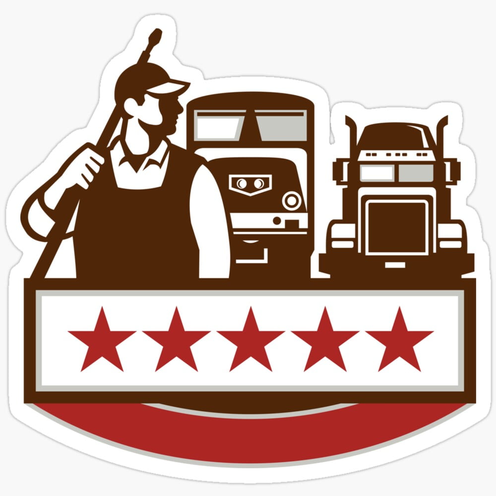 DOPASTICKER Power Washer Worker Truck Train Stars Retro Glossy Sticker ...