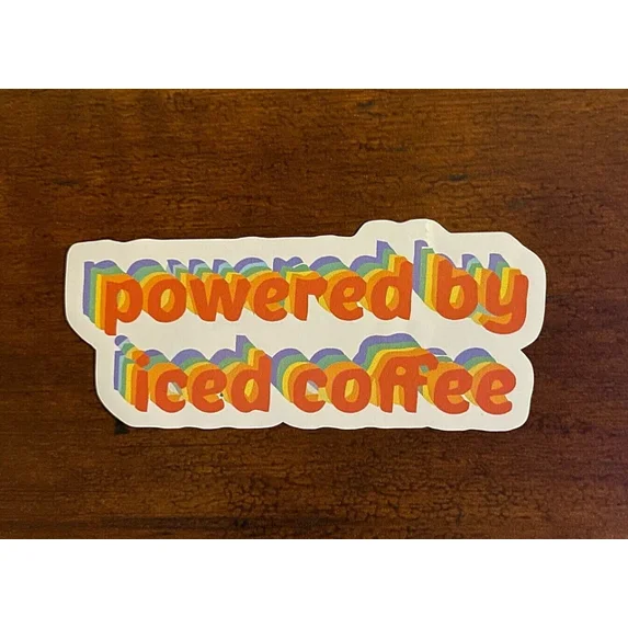 DOPASTICKER Powered By Iced Coffee Sticker Caffeine Quote Sticker Phone ...