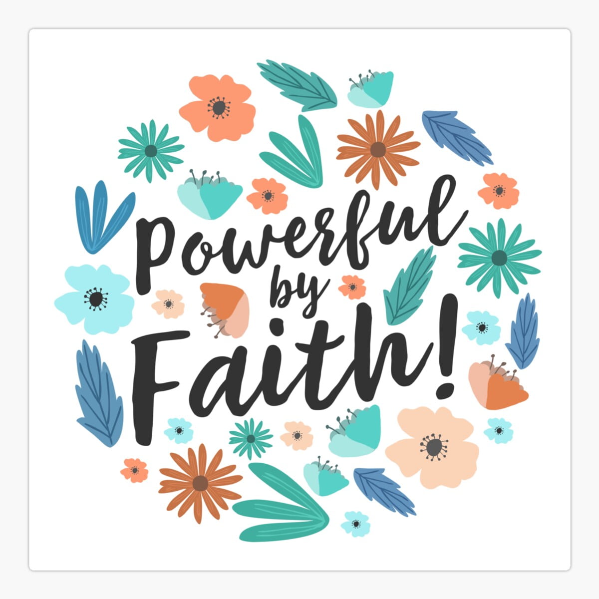 DOPASTICKER Powerful By Faith! (Floral 2) Sticker, Phone Sticker Car ...