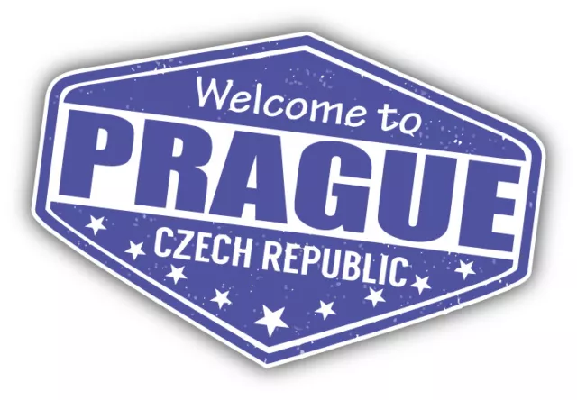 DOPASTICKER Prague City Czech Republic Grunge Travel Stamp Sticker ...