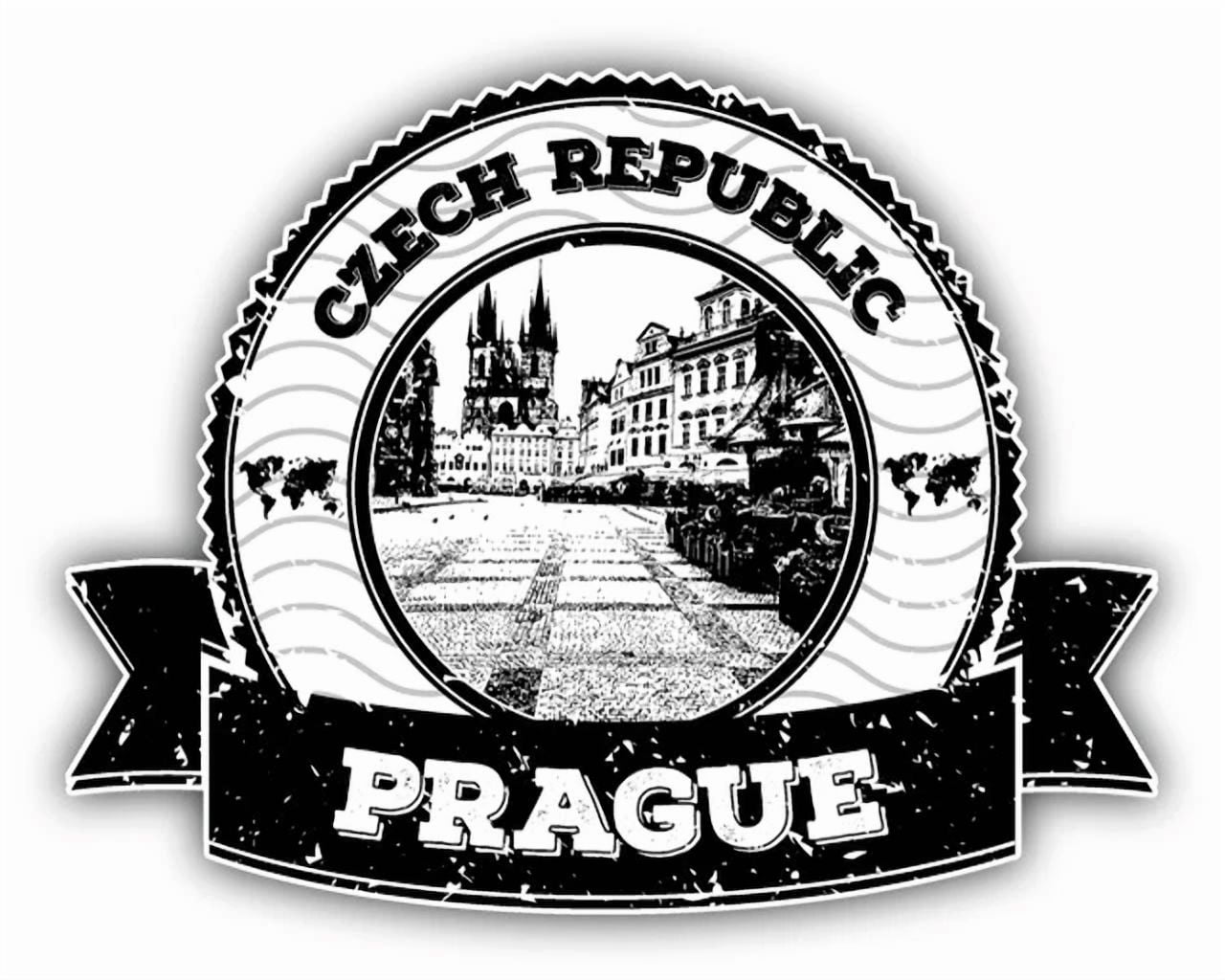 DOPASTICKER Prague Czech Republic Grunge Rubber Travel Sticker Decal ...