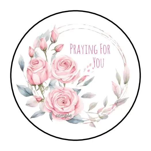 DOPASTICKER Praying For You Envelope Seals Stickers Labels Pink Roses ...