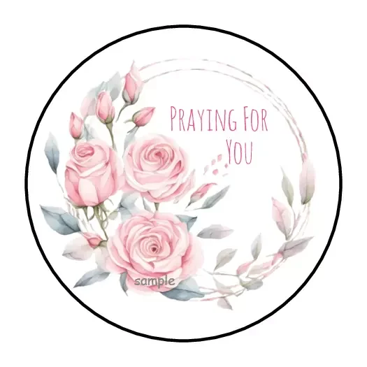 DOPASTICKER Praying For You Envelope Seals Stickers Labels Pink Roses ...