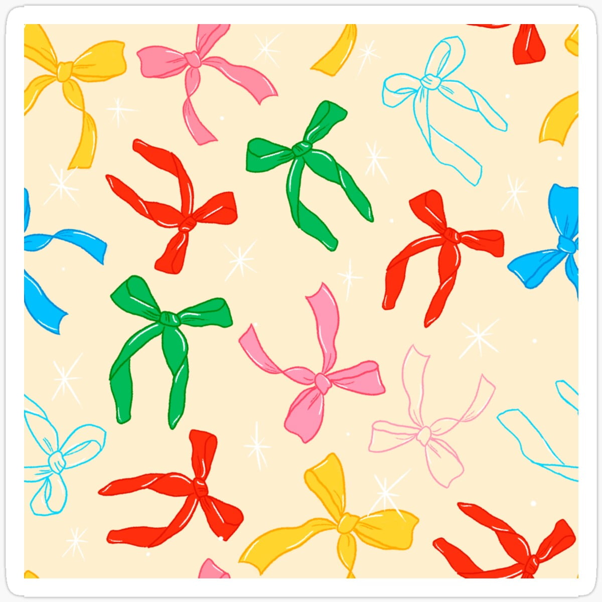 DOPASTICKER Preppy Festive Bow Patterncoquette Style Design Glossy ...