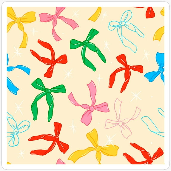 DOPASTICKER Preppy Festive Bow Patterncoquette Style Design Glossy ...