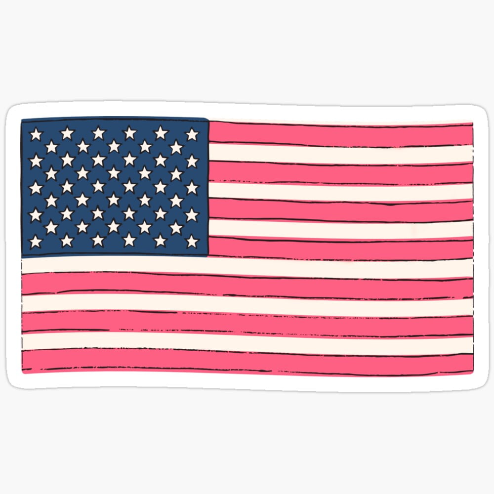 DOPASTICKER Preppy Pink American Flag Sticker Phone Sticker, Latop ...