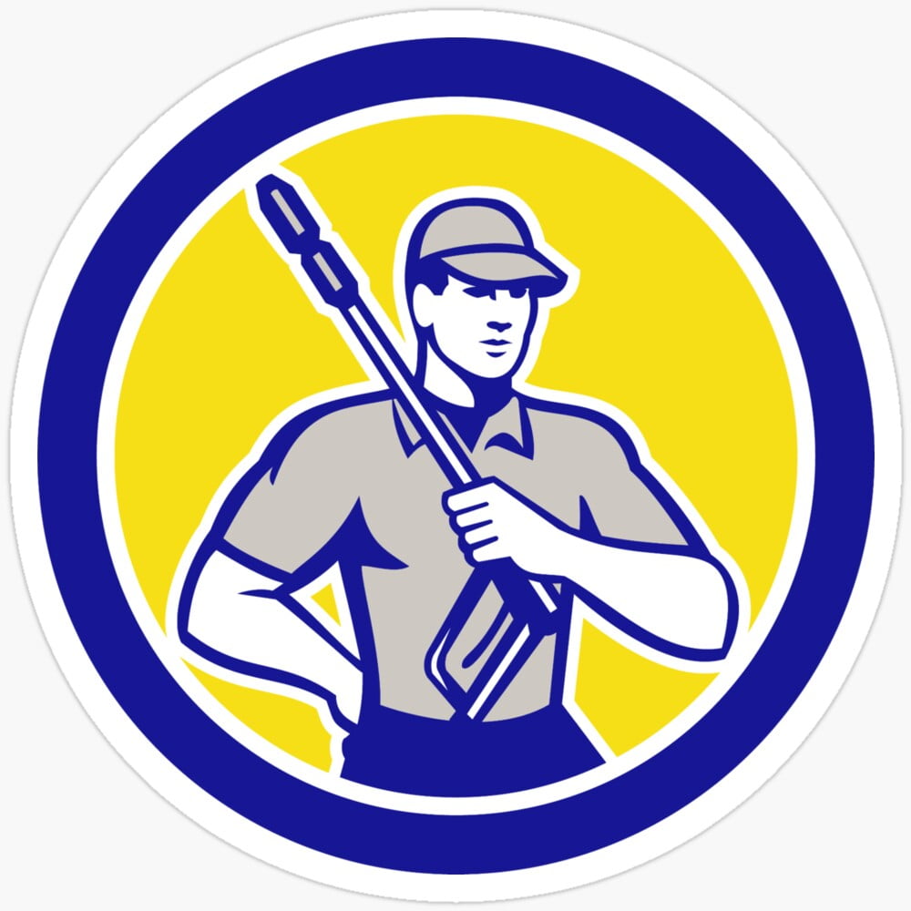 DOPASTICKER Pressure Washer Clleaner Worker Retro Circle Sticker Phone ...