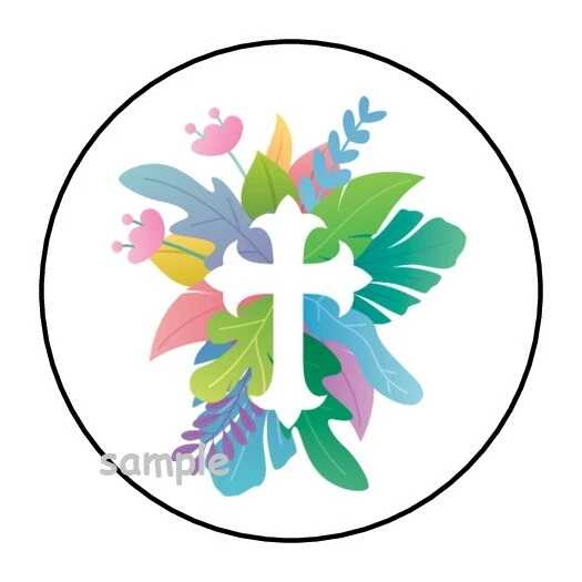 DOPASTICKER Pretty Floral Cross Stickers Religious Phone Decal Water ...