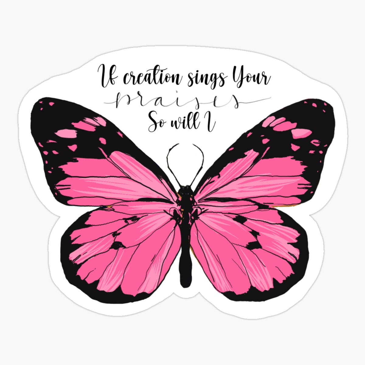 DOPASTICKER Pretty Pink Butterfly Sticker, Phone Sticker Car Sticker ...
