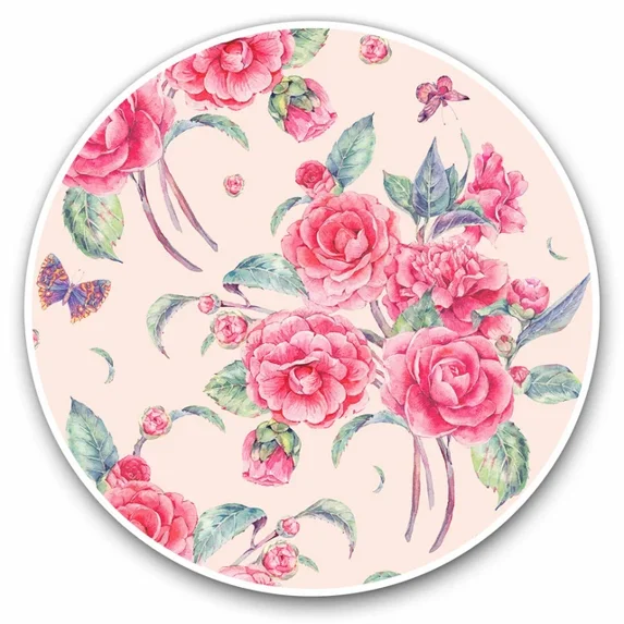 DOPASTICKER Pretty Pink Roses Vintage Art Cool Gift Decorative Laptop ...