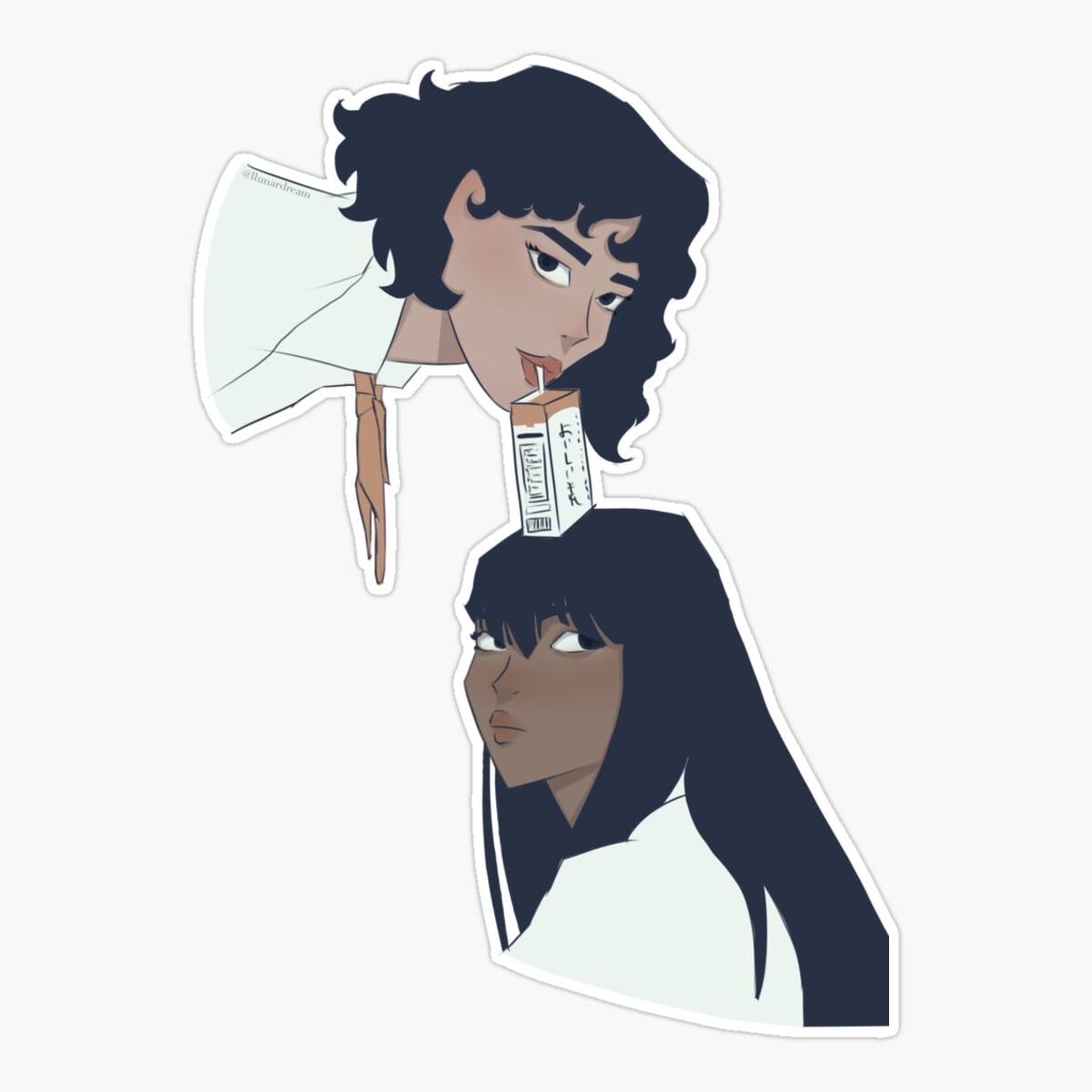 DOPASTICKER Pretty Private School Girls Drinking Juice