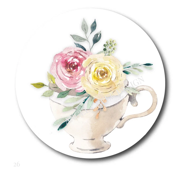 DOPASTICKER Pretty Roses In Teacup Floral Scrapbook Stickers Phone ...