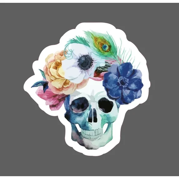 DOPASTICKER Pretty Skull Sticker Floral Flowers Beauty Sticker Phone ...