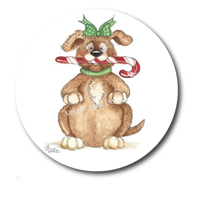 DOPASTICKER Prim Country Dog W/Candy Cane Scrapbook Stickers Holiday ...