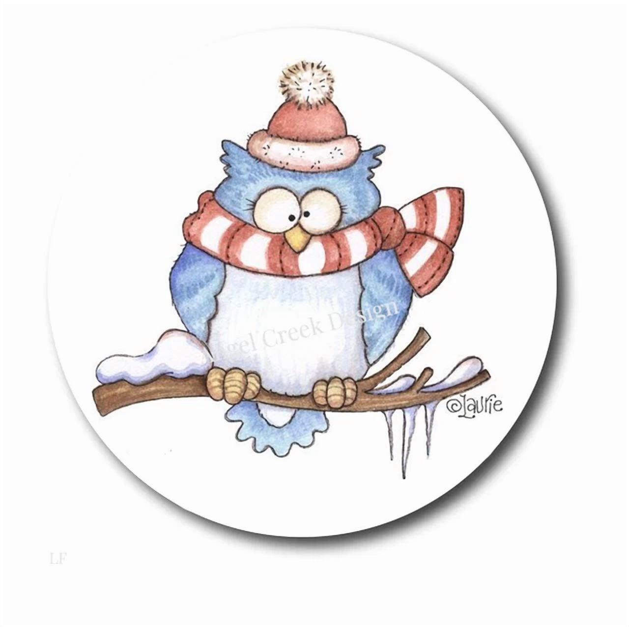 DOPASTICKER Prim Country Owl In Scarf Chri.Stm.As Scrapbook Stickers ...