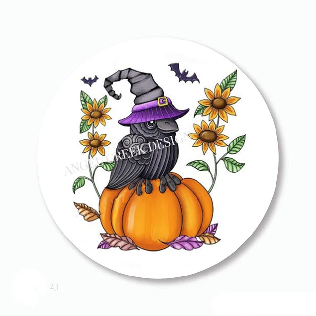 DOPASTICKER Prim Crow Witc.H On Pumpkin Scrapbook Stickers Phone Decal ...