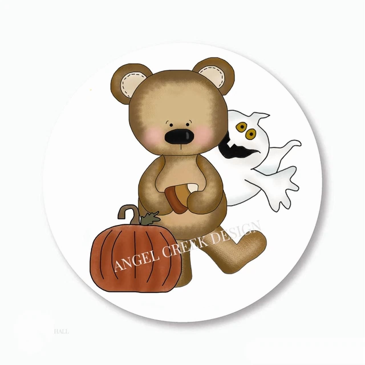 DOPASTICKER Prim Hal.Low.Een Bear W/Pumpkin Ghost Scrapbook Stickers ...