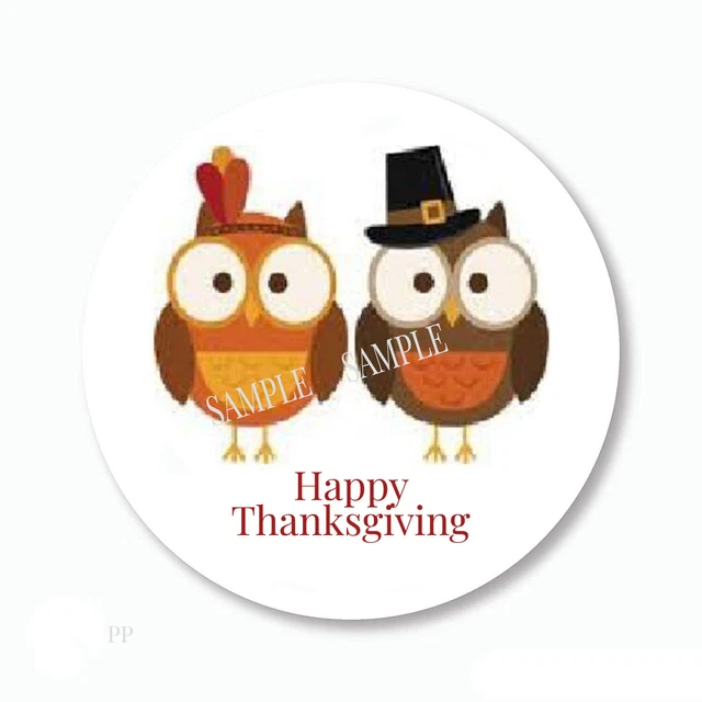 DOPASTICKER Prim Happy Thanksgiving Stickers Pilgrim Owls Scrapbook ...