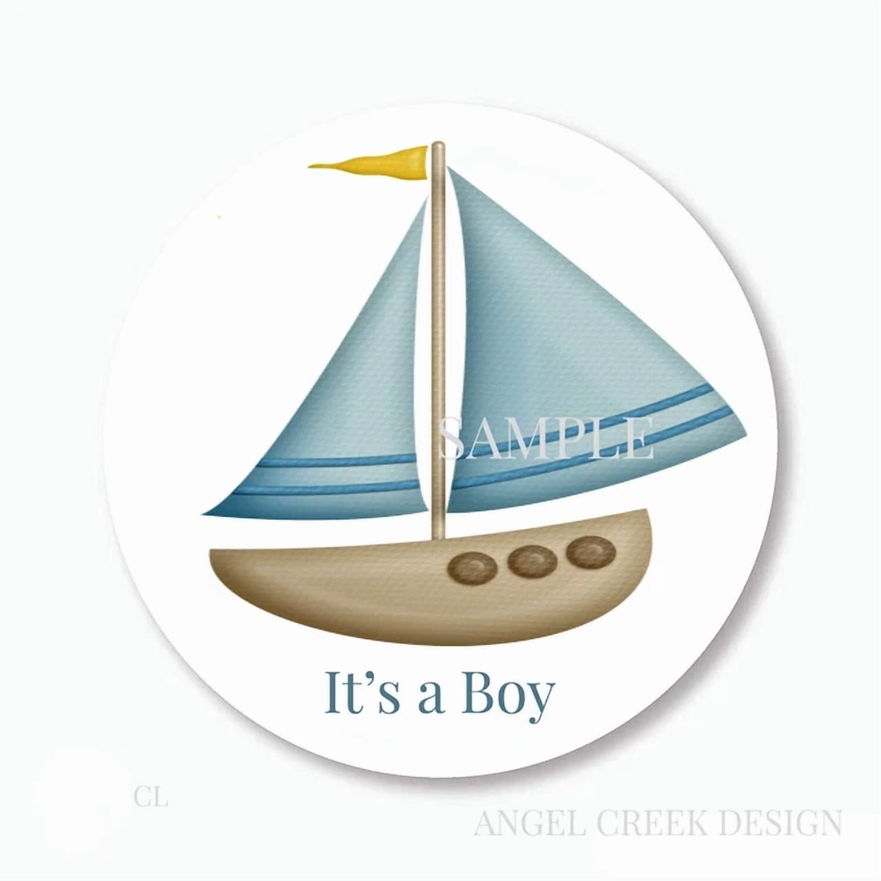 DOPASTICKER Prim It'S A Boy Sailboat Baby Shower Scrapbook Stickers ...