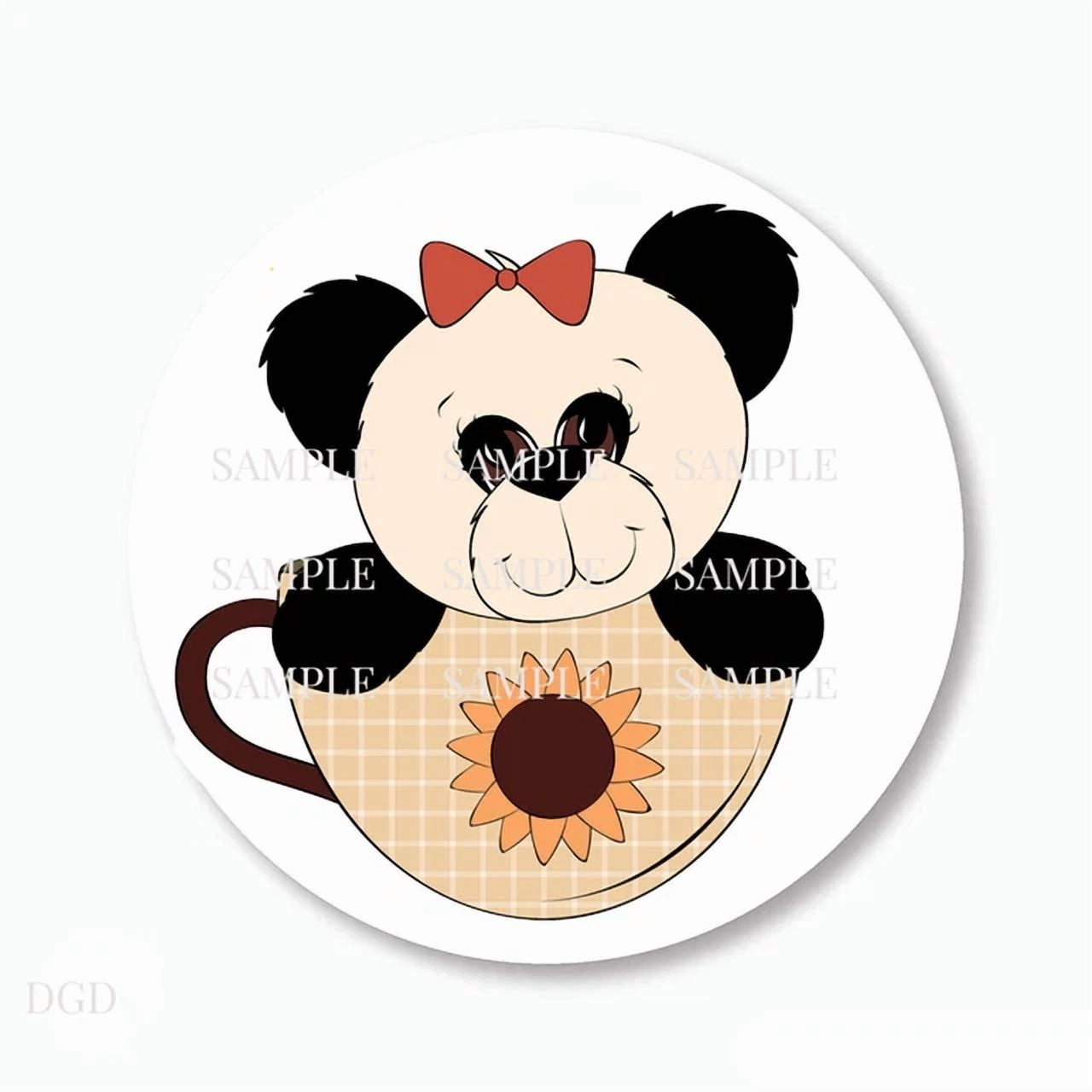 DOPASTICKER Prim Sunflower Panda Bear Scrapbook Stickers Phone Decal ...