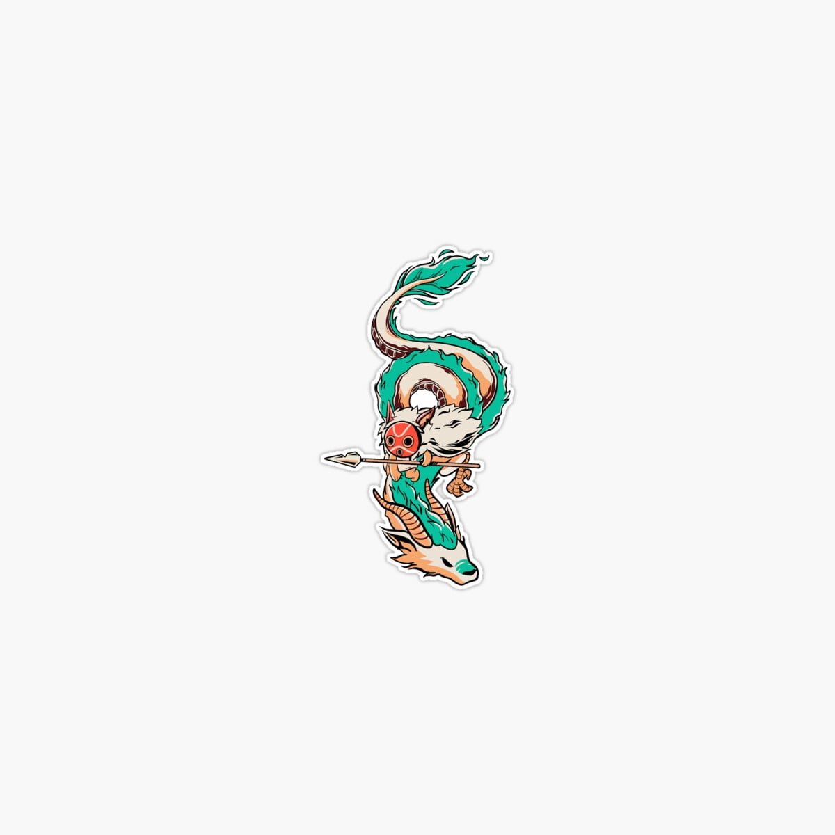 DOPASTICKER Princess Mononoke X Haku Sticker, Phone Sticker Car ...