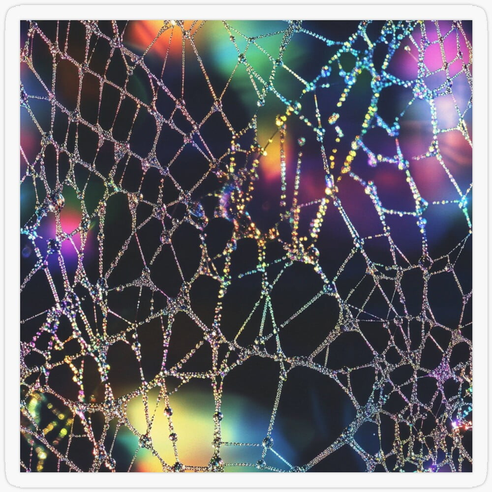 DOPASTICKER Prismatic Reflections On Spider Web Sticker Phone Decal ...