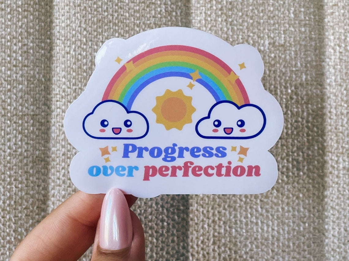 DOPASTICKER Progress Over Perfection Sticker, Motivational ...