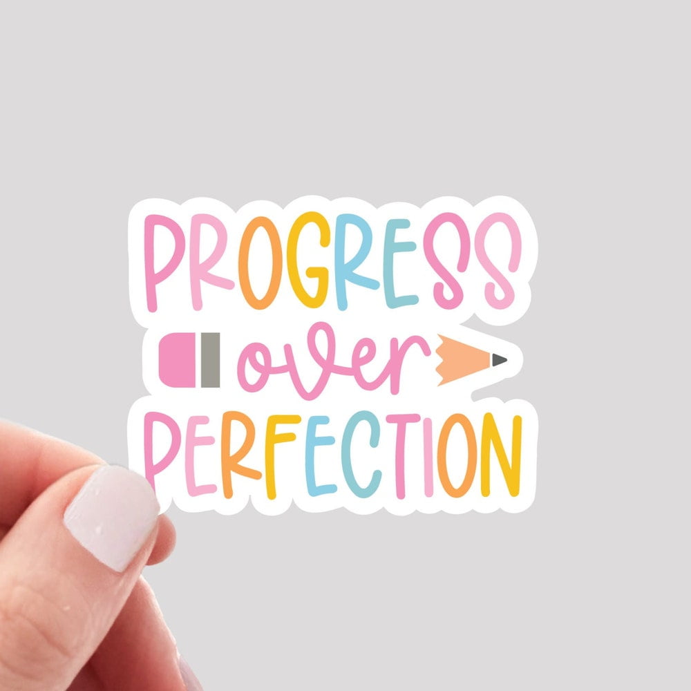 DOPASTICKER Progress Over Perfection Sticker, Motivational Sticker ...