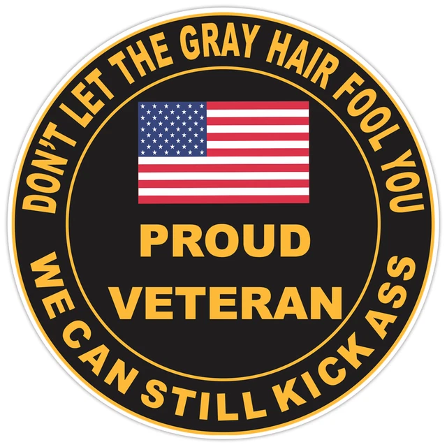 DOPASTICKER Proud Veteran Gray Hair Sticker Military Soldier Decal ...