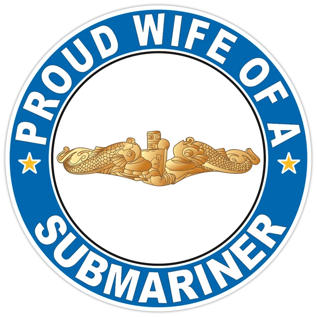 DOPASTICKER Proud Wife Of A Submariner Gold Dolphins Round Sticker ...