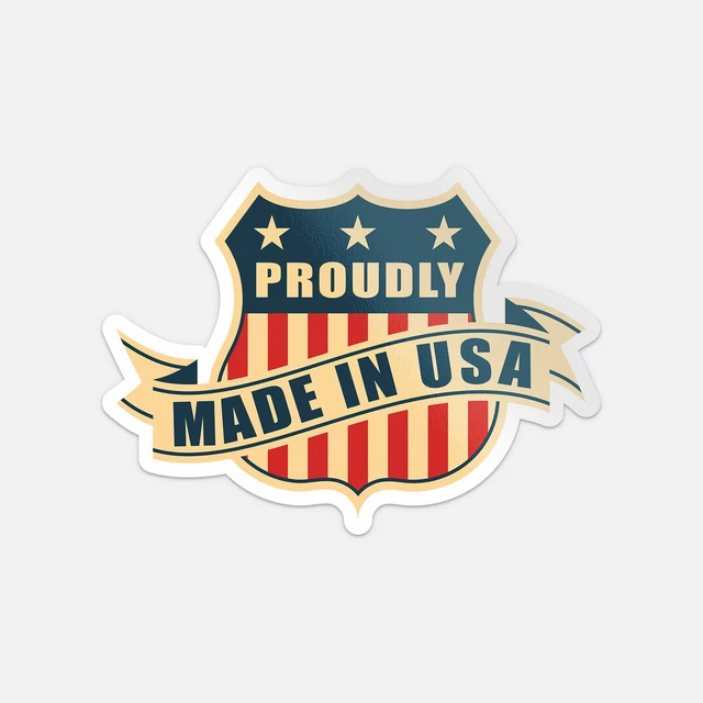 DOPASTICKER Proudly Made In Usa Flag Badge Sticker Decal Phone Decal ...