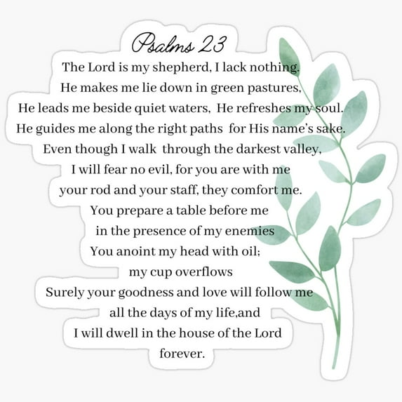 DOPASTICKER Psalm 23 - Perfect Birthday Gift Everyone Phone Decal Water ...