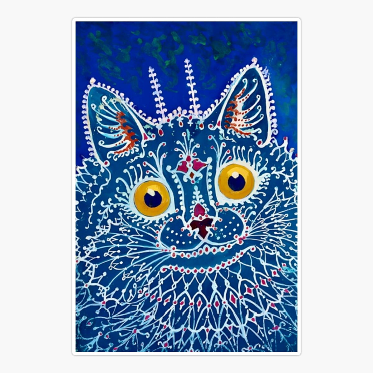DOPASTICKER Psychedelic Cat By Louis Wain Sticker, Phone Sticker Car ...