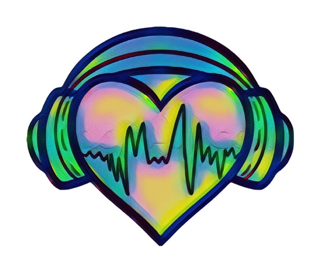 DOPASTICKER Psychedelic Heart Headphones Trippy Rainbow Sticker Love ...