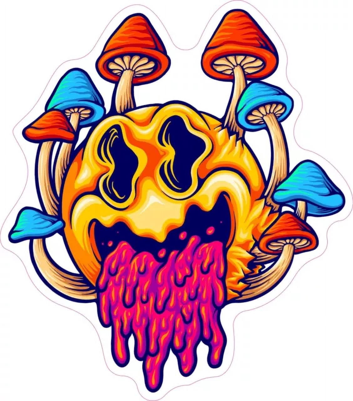 DOPASTICKER Psychedelic Melting Happy Face Window Decal Decorative ...