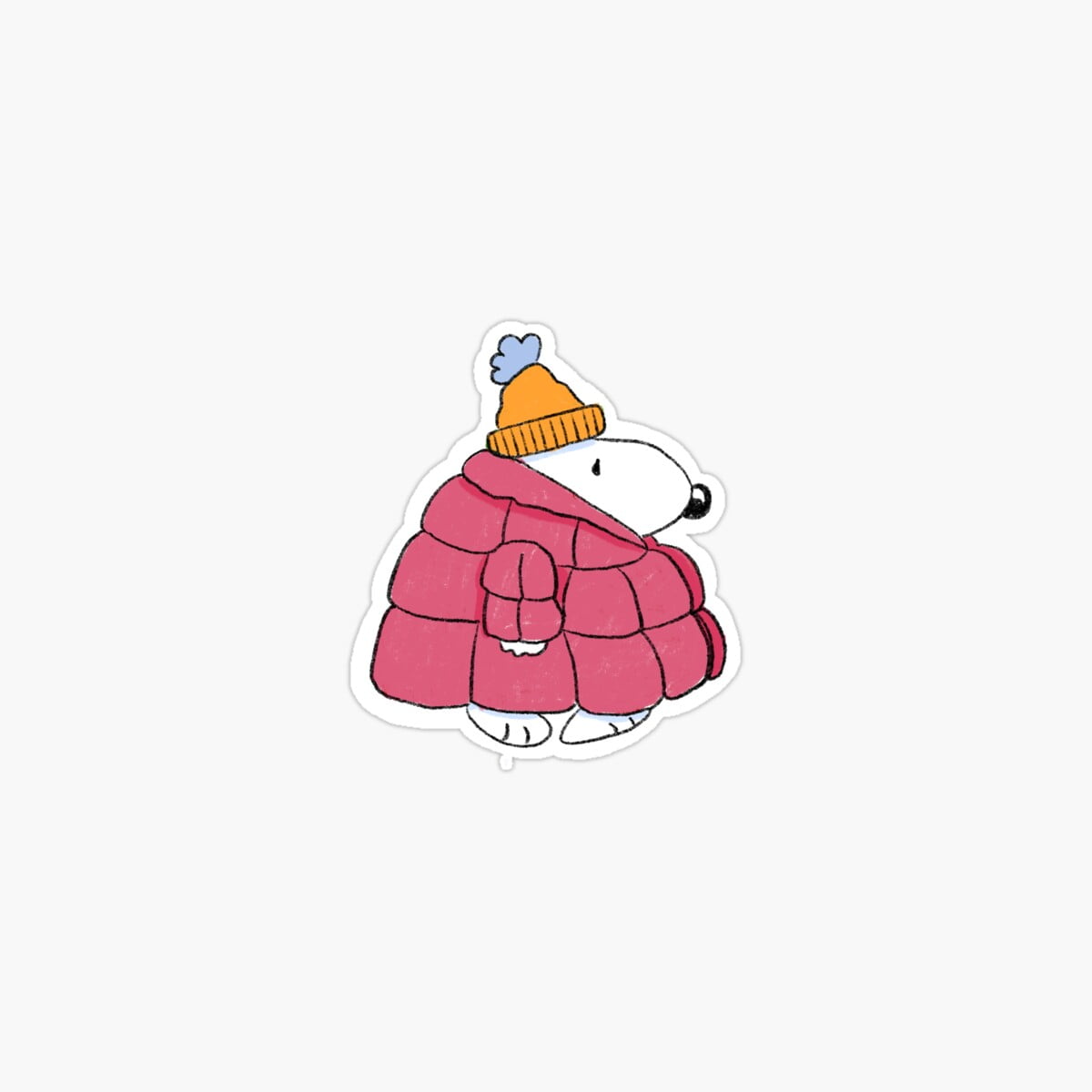 DOPASTICKER Puffer Jacket Beanie Pink Sticker, Phone Sticker Car ...