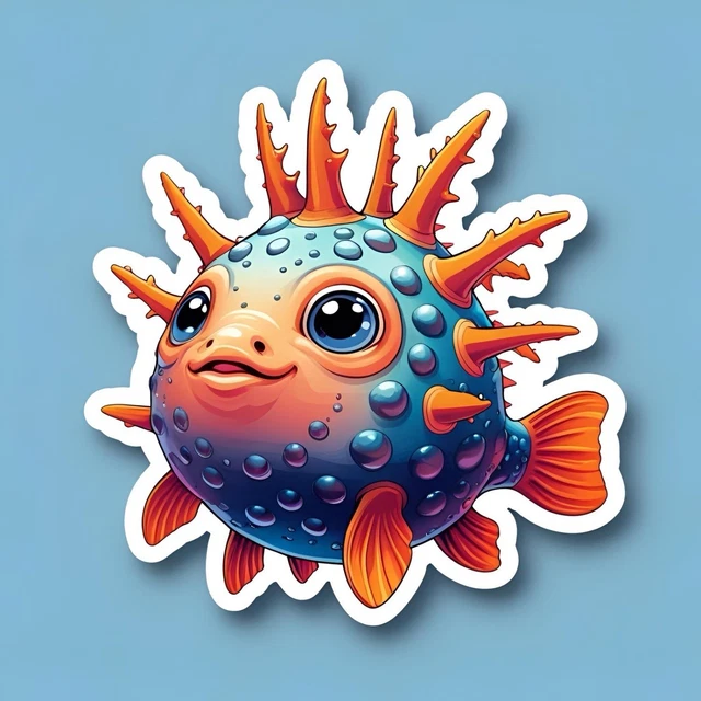 DOPASTICKER Pufferfish Sticker Phone Decal Water Bottle Stickers, Cars ...